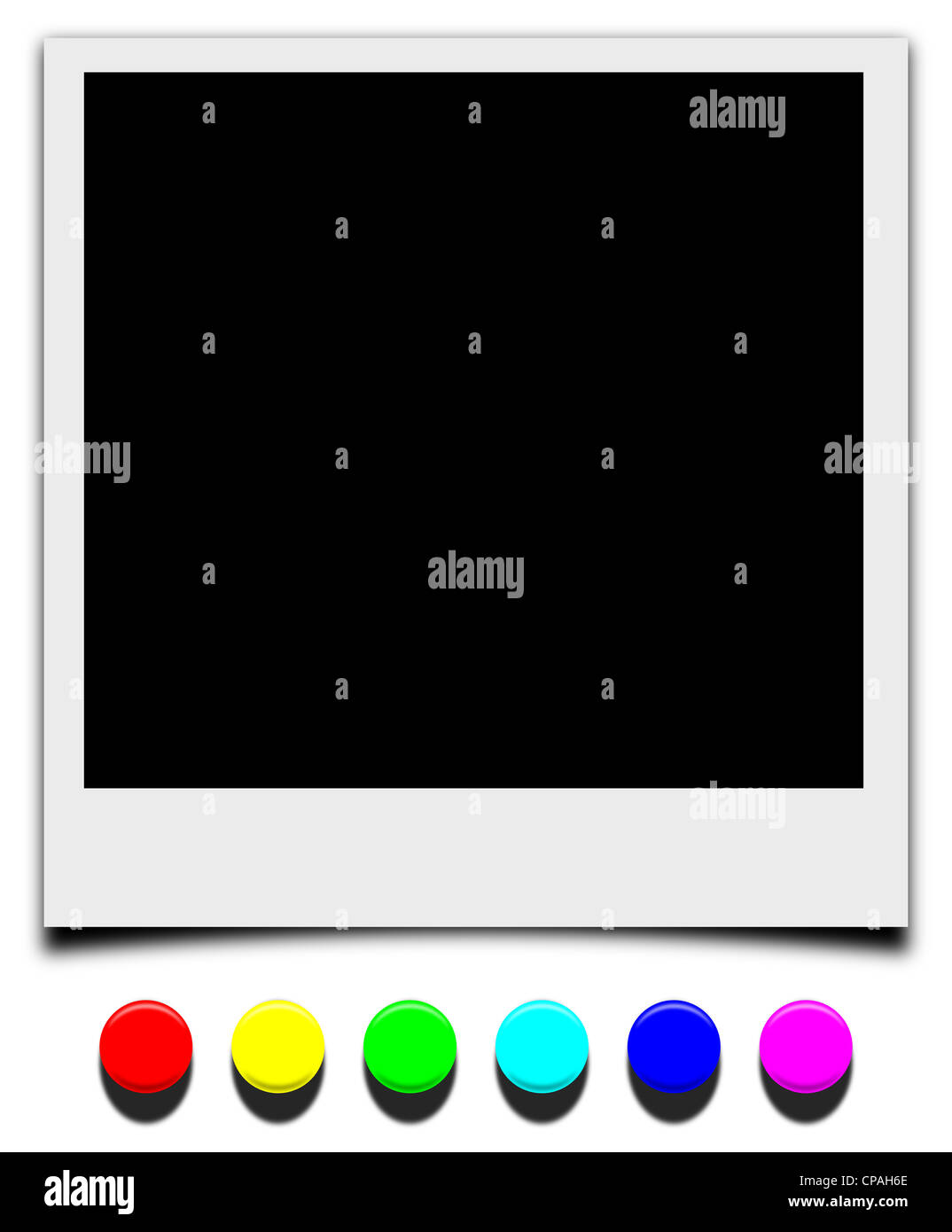 Cadre photo vide style Polaroid avec clou clou couleur Photo Stock - Alamy