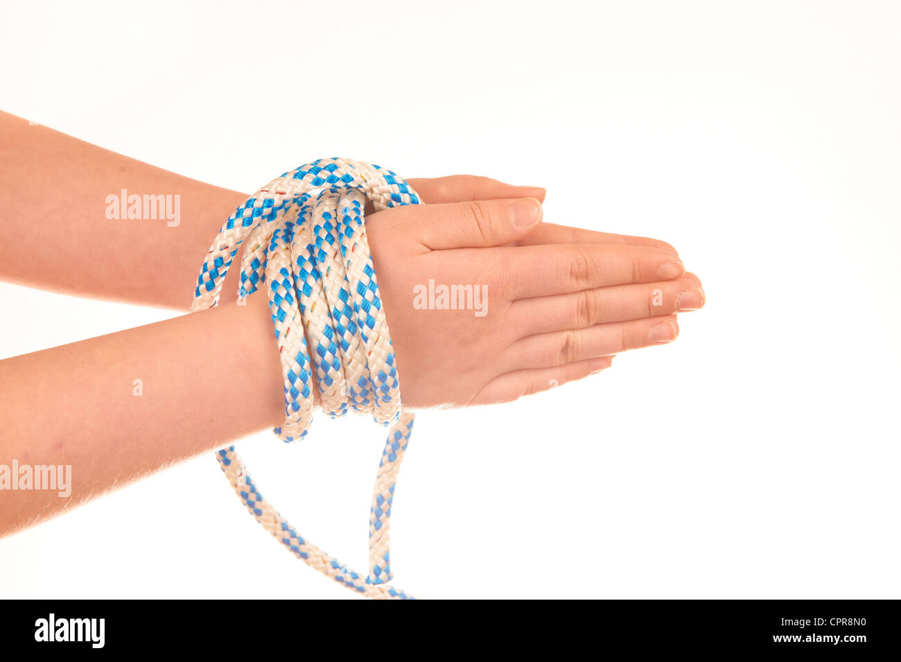 Hands of woman tied up with rope Banque de photographies et d’images à ...