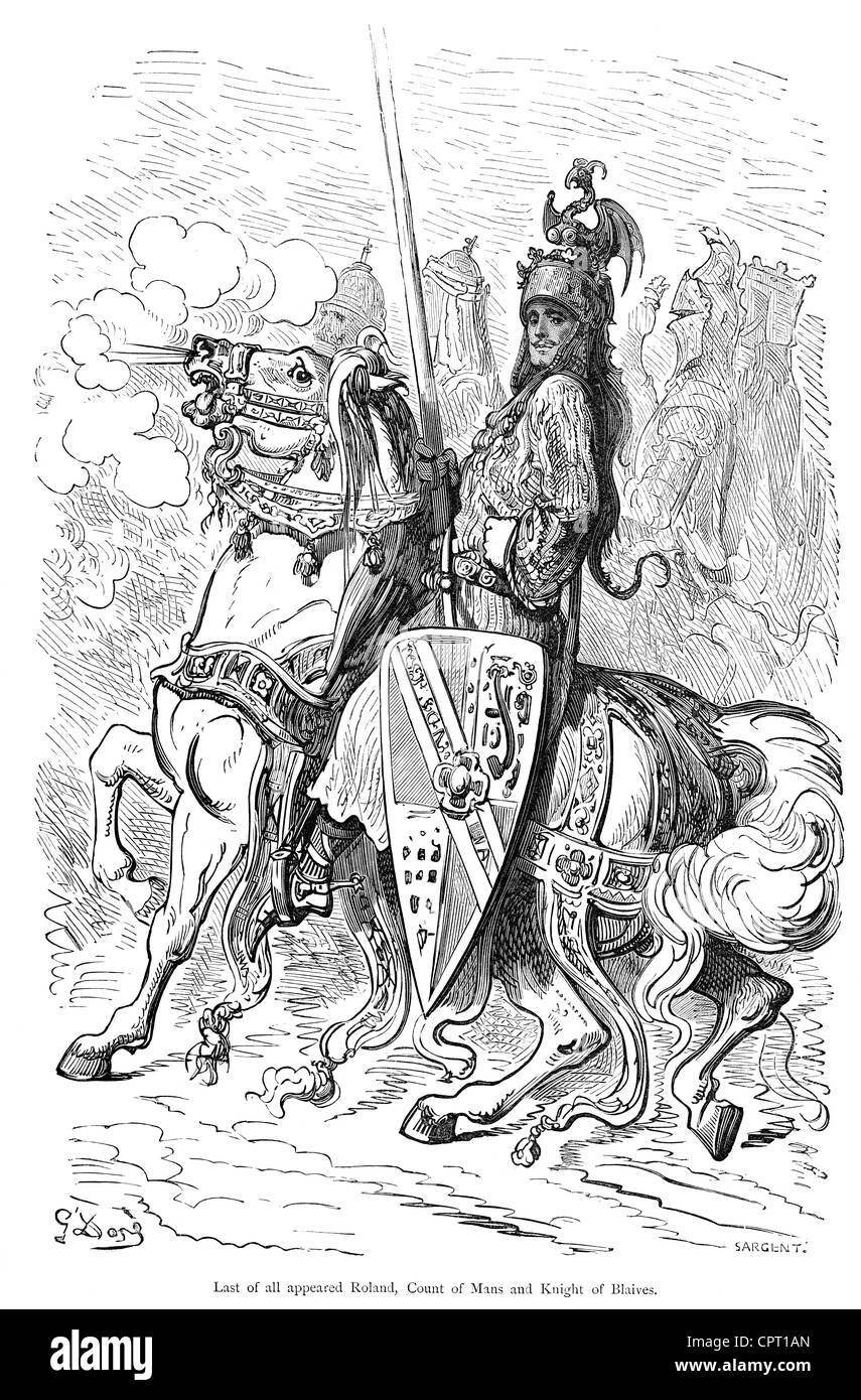 Roland Comte de Mans et Chevalier de Blaives. Illustration de la ...