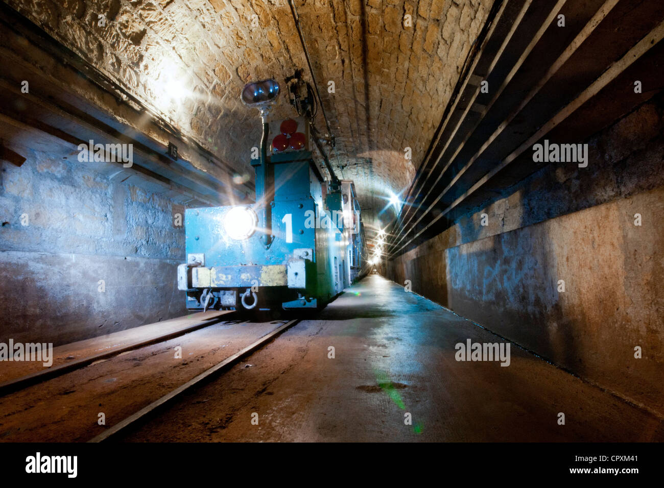 Longuyon, France. Le train souterrain utilisé pour transporter des ...