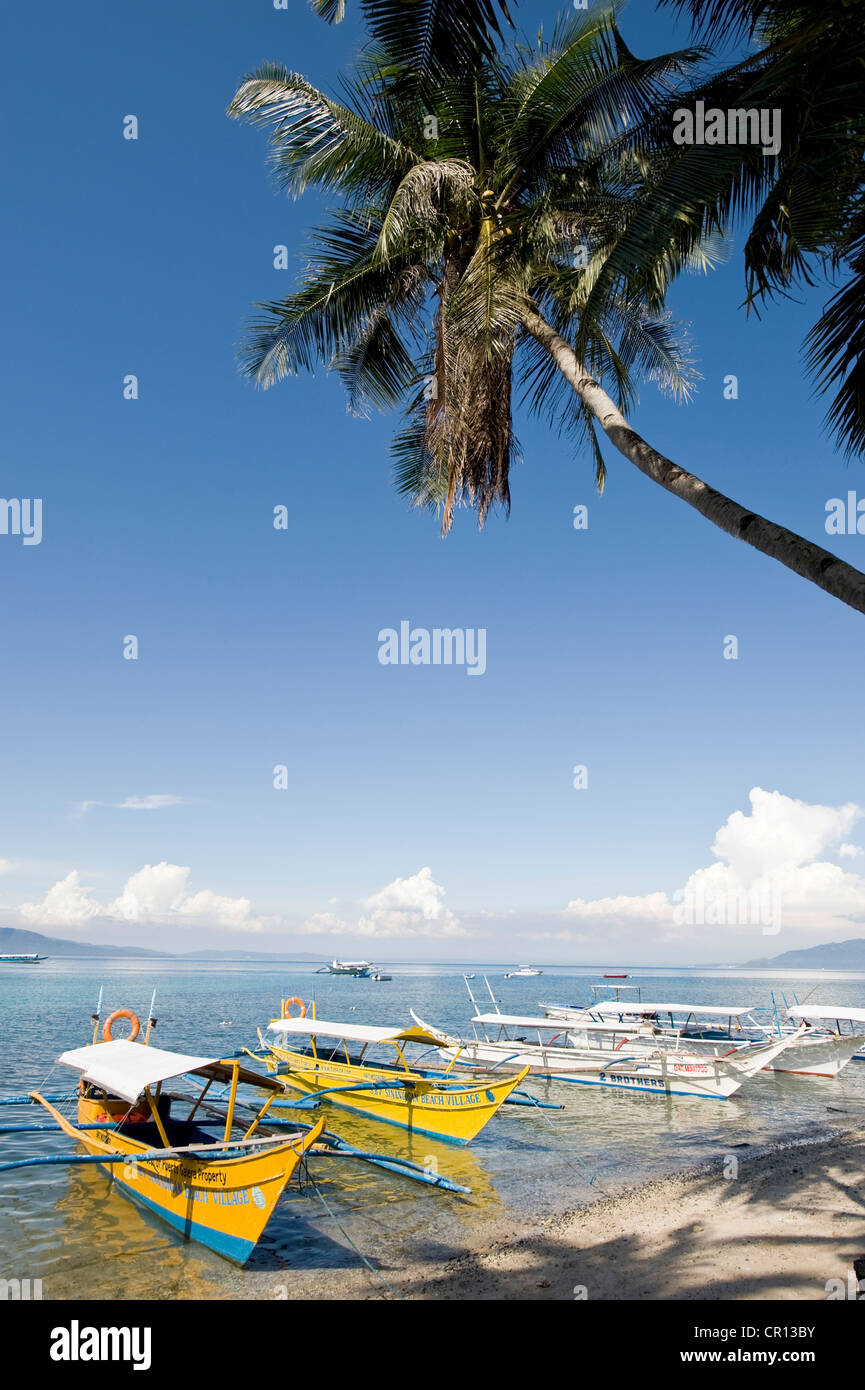 Aux Philippines, l'île de Mindoro, sea resort de Puerto Galera, la ...