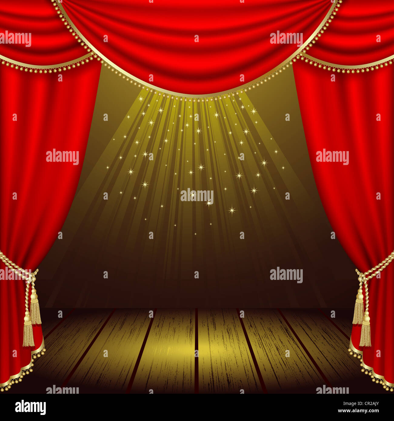 Rideau de scene rouge et doré Banque de photographies et d’images à ...