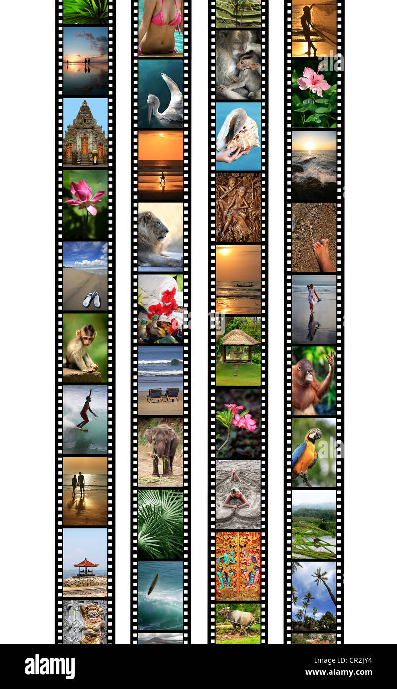 Les bandes de film avec des images. L'Indonésie, l'île de Bali. Toutes ...
