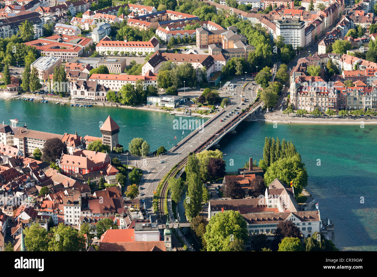 Vue aérienne, centre historique de la ville de Constance avec l ...