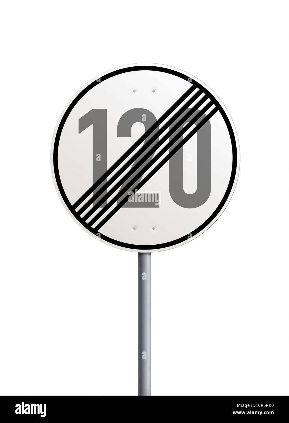 Signe de la circulation à la fin d'une zone de 120 km h Photo Stock - Alamy