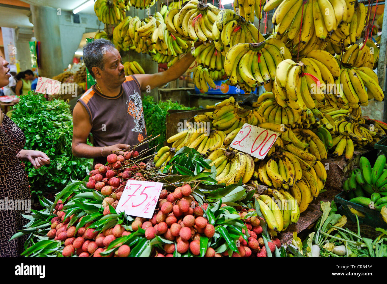 L'Ile Maurice, Côte Ouest, Port Louis, Port Louis, marché de fruits et ...