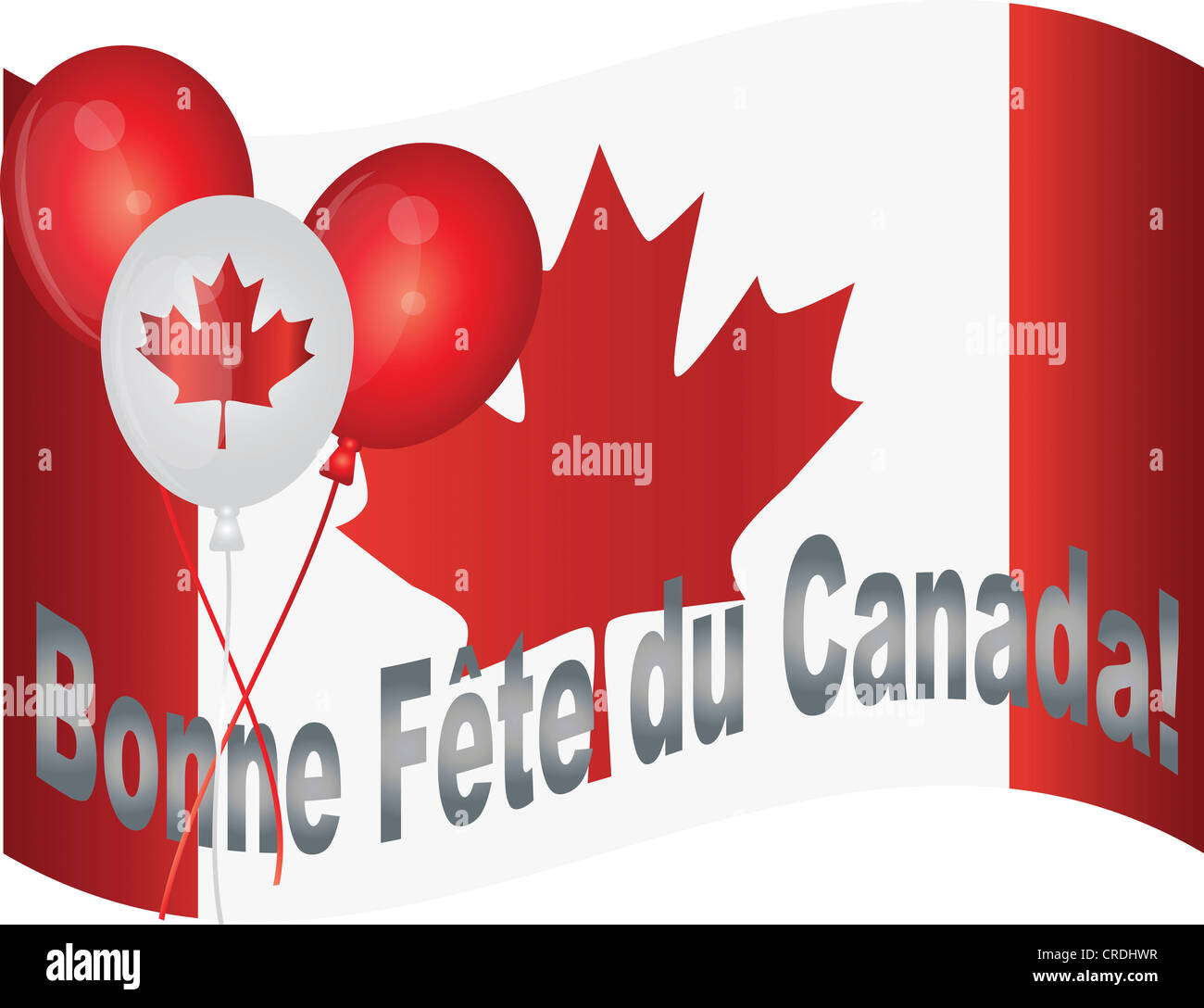 Drapeau canadien et des ballons qui souhaite bonne fête du Canada en ...