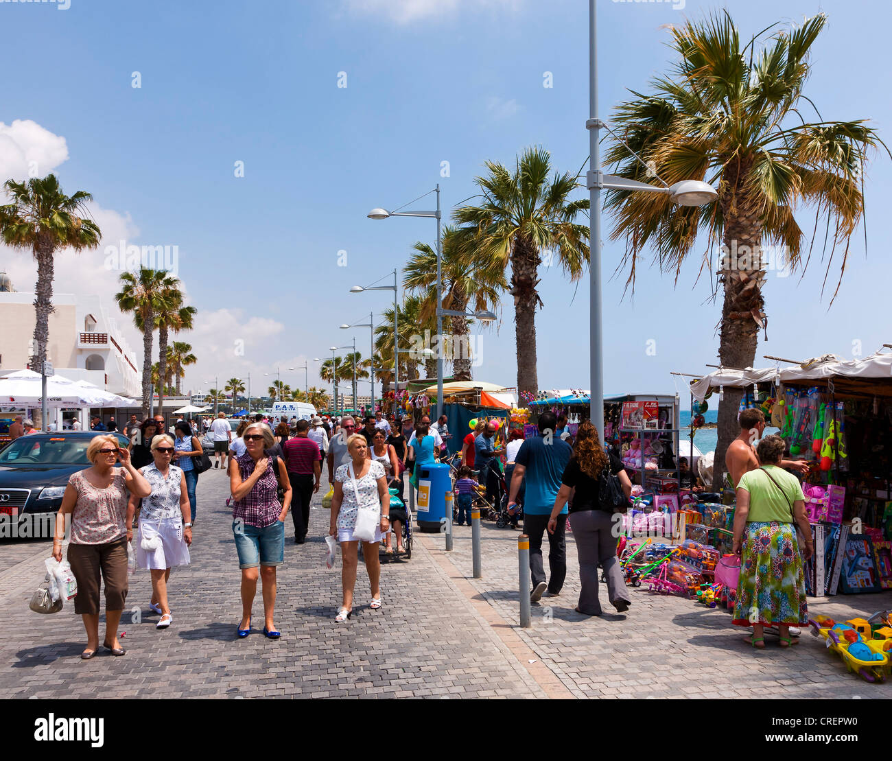 Promenade de Pafos ou Paphos, Chypre, la partie grecque de l'île du Sud ...