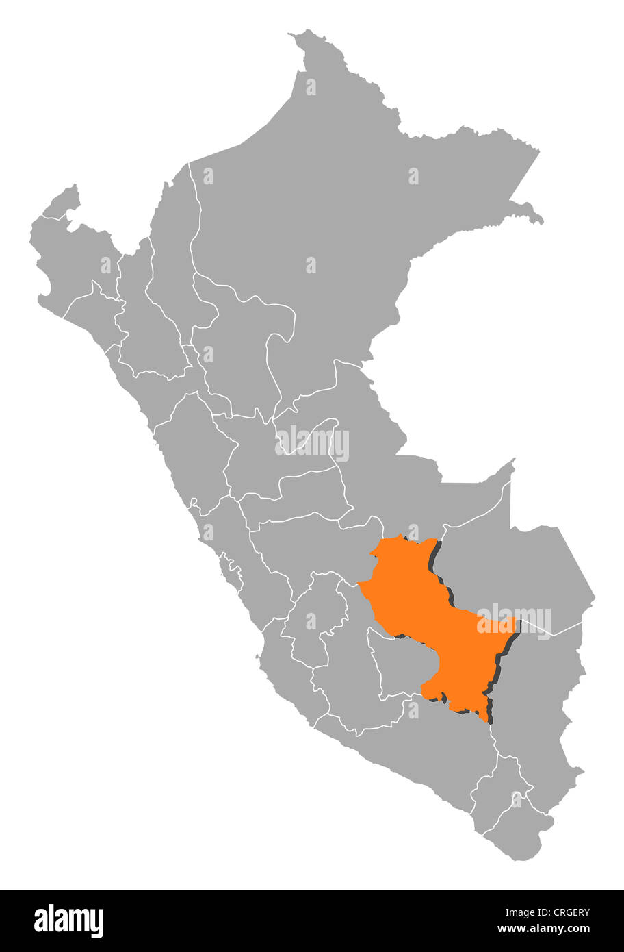 Carte politique du Pérou avec l'plusieurs régions où Cusco est en ...