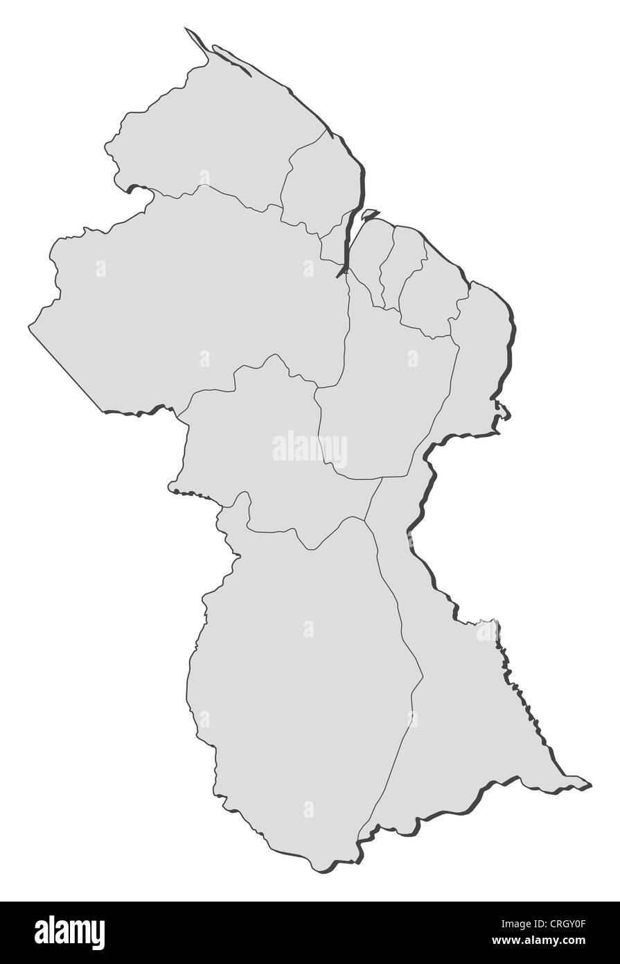Carte politique de la Guyane avec plusieurs régions Photo Stock - Alamy