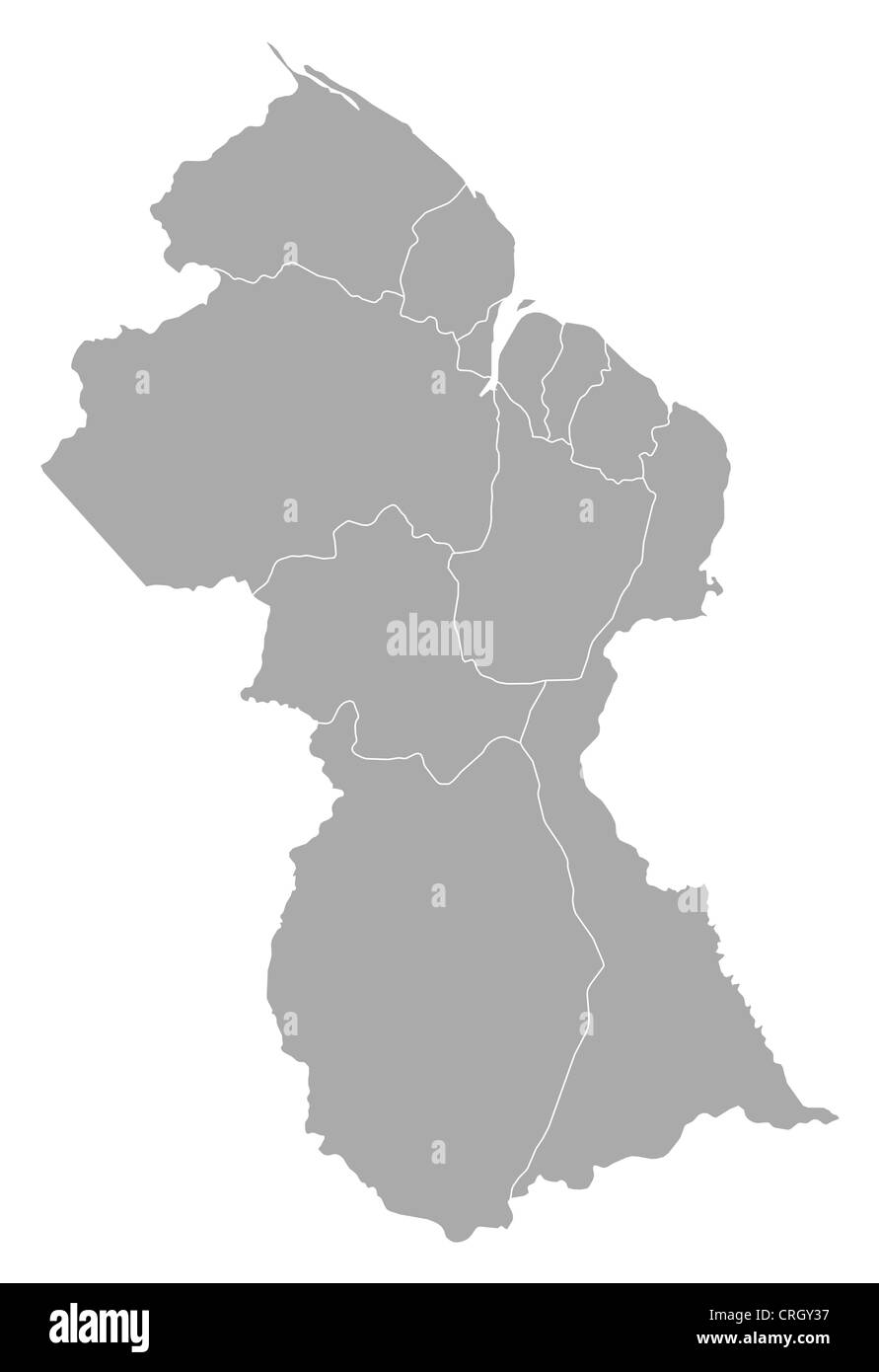 Carte politique de la Guyane avec plusieurs régions Photo Stock - Alamy