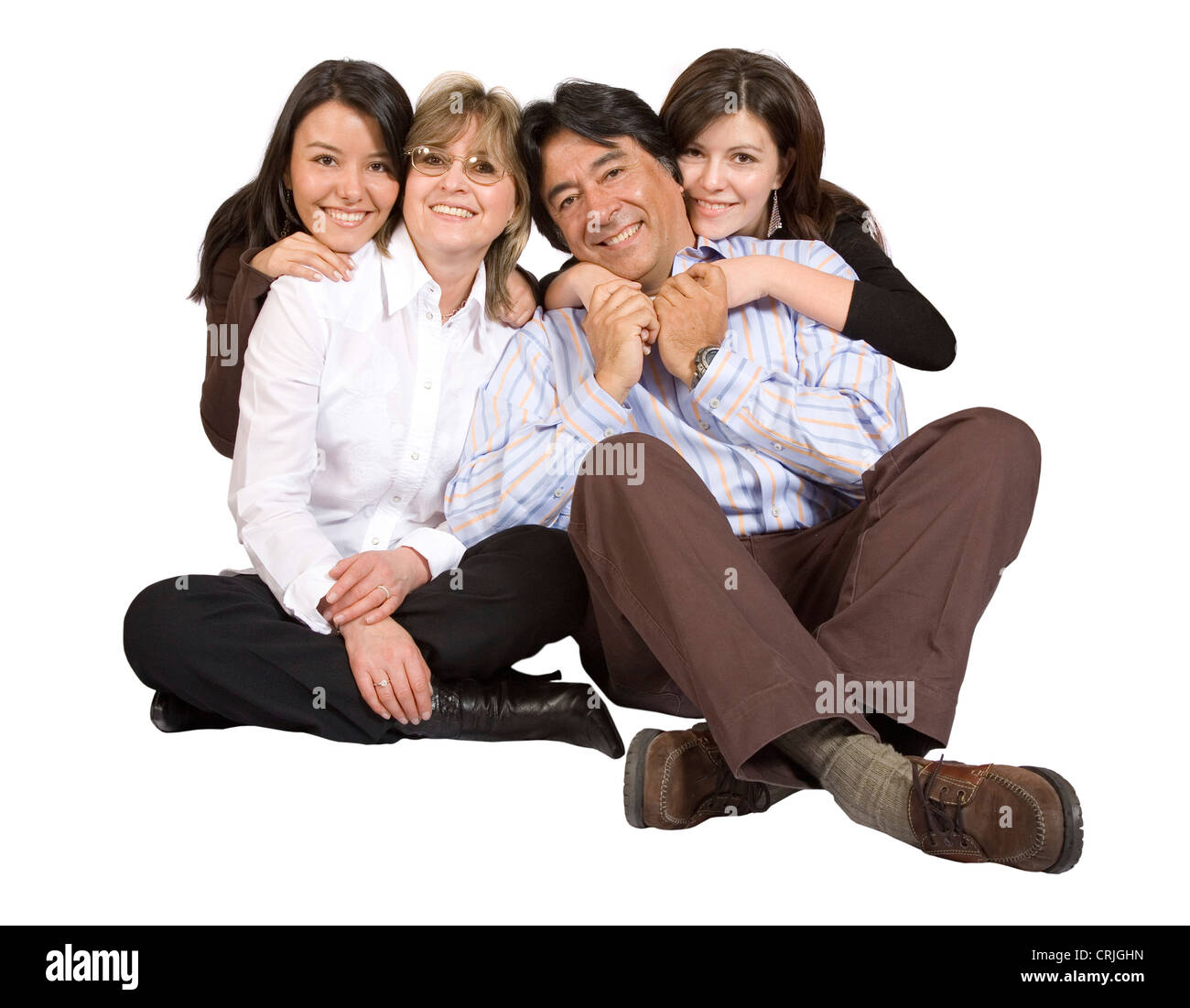 2 personnes assises au sol fond blanc Banque d'images détourées - Alamy