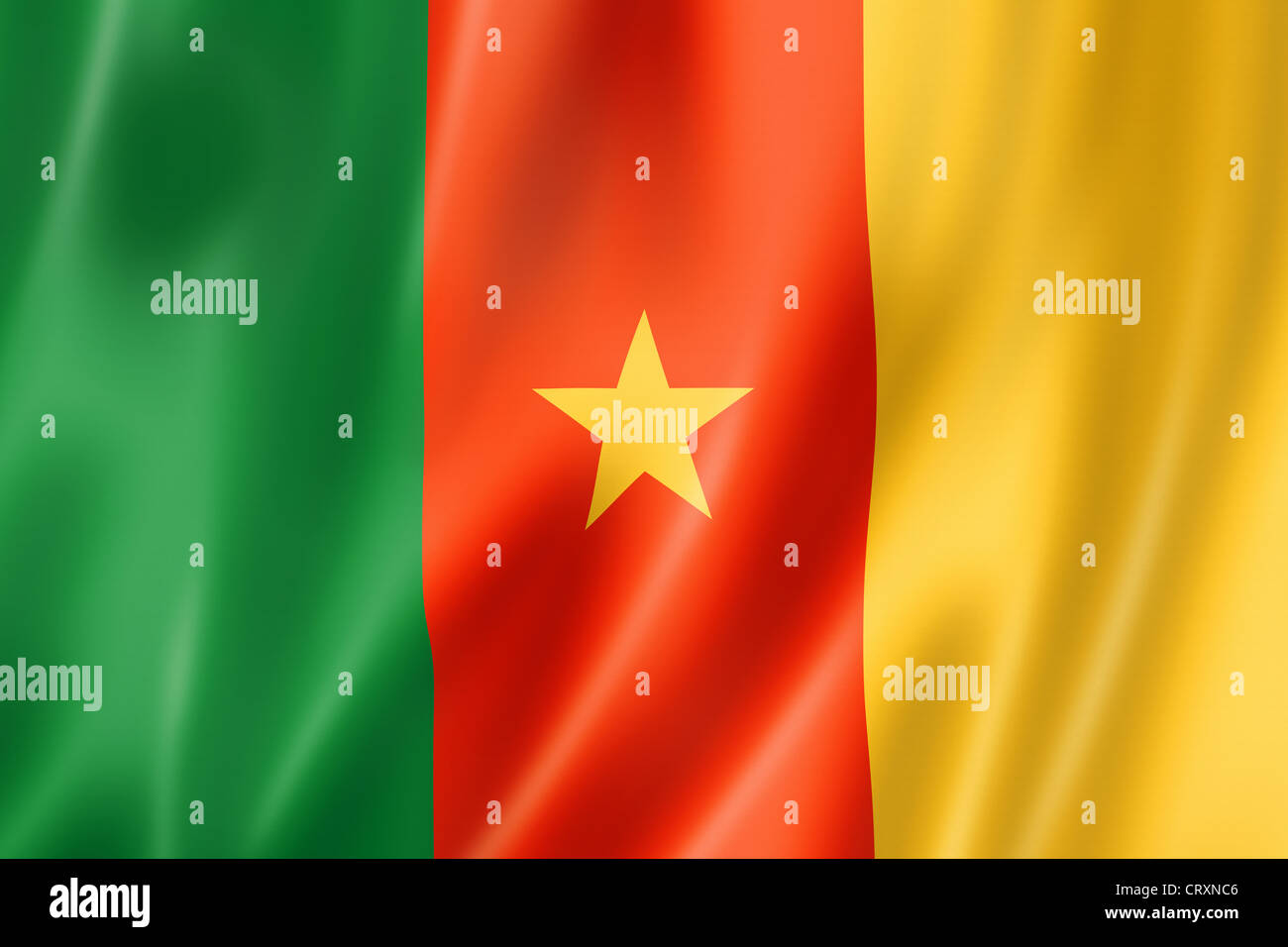 Drapeau du Cameroun, le rendu en trois dimensions, finition satinée ...