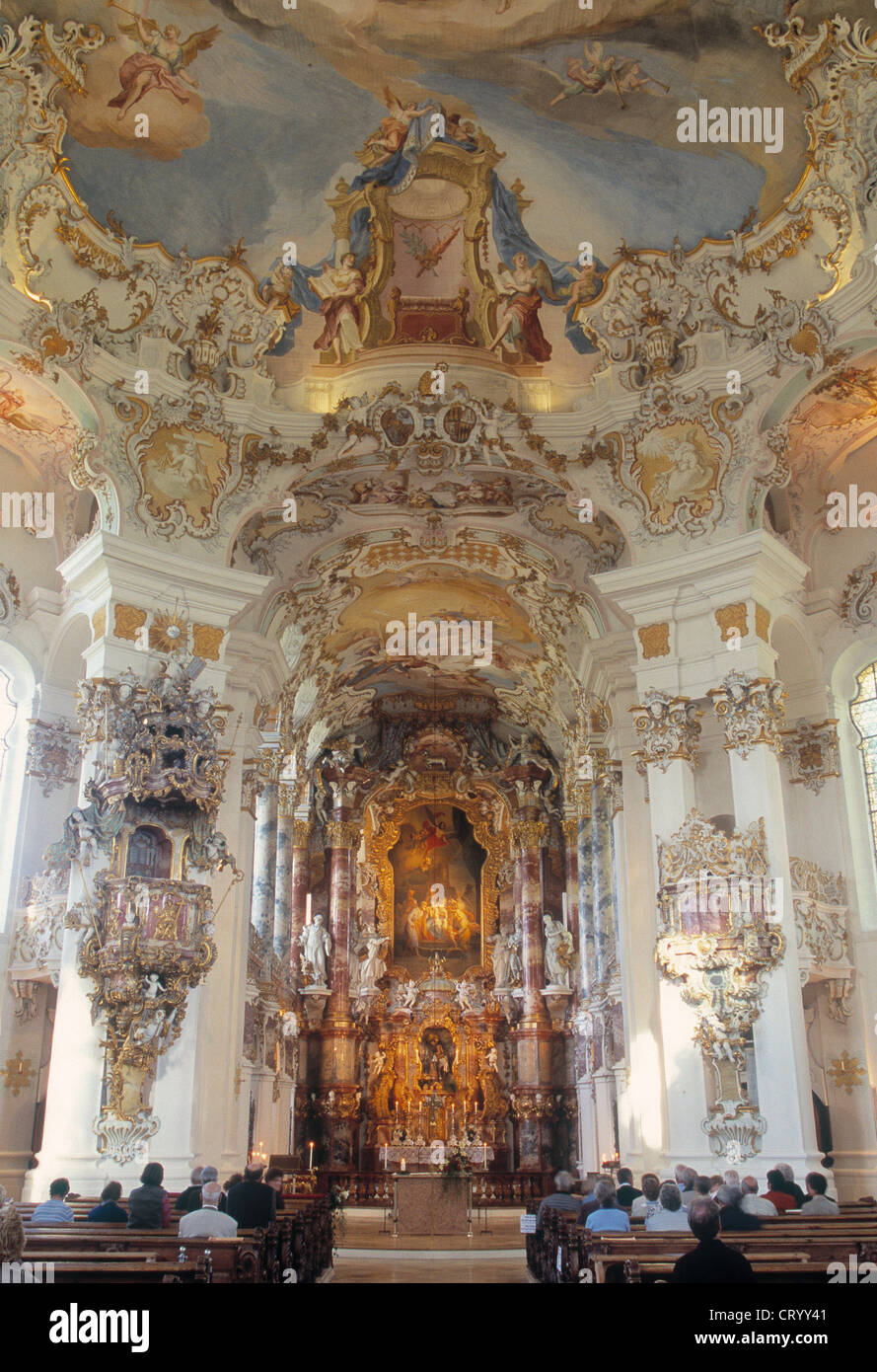 Vue de l'intérieur de l'église rococo dans le pré Photo Stock - Alamy