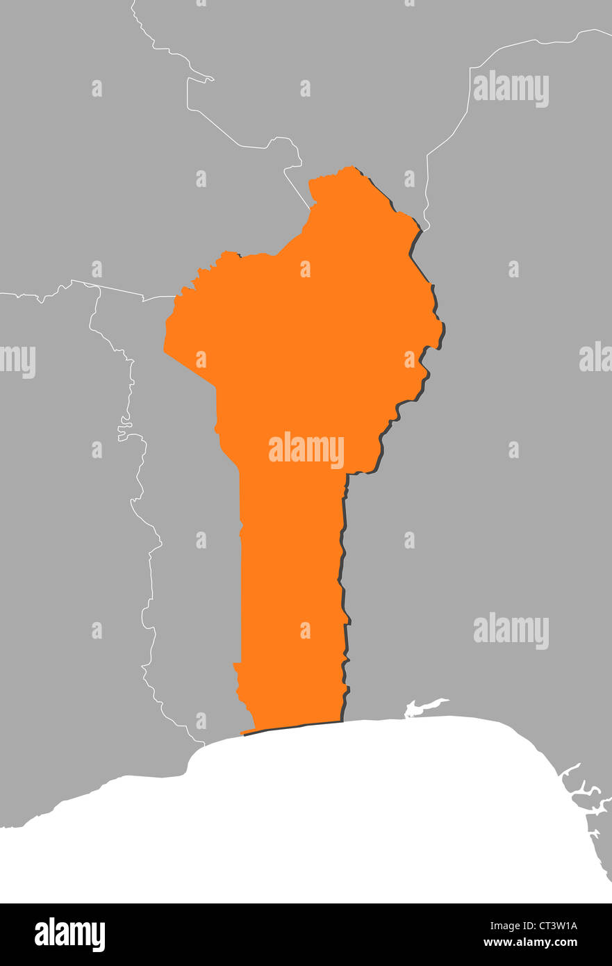 La carte du Bénin où le Bénin est en surbrillance Photo Stock - Alamy