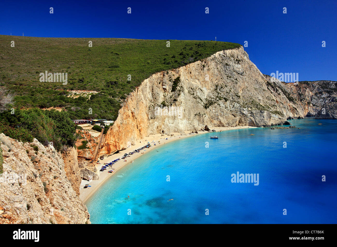 Célèbre plage de Porto Katsiki, Leucade (ou 'Athènes'), île de la mer ...