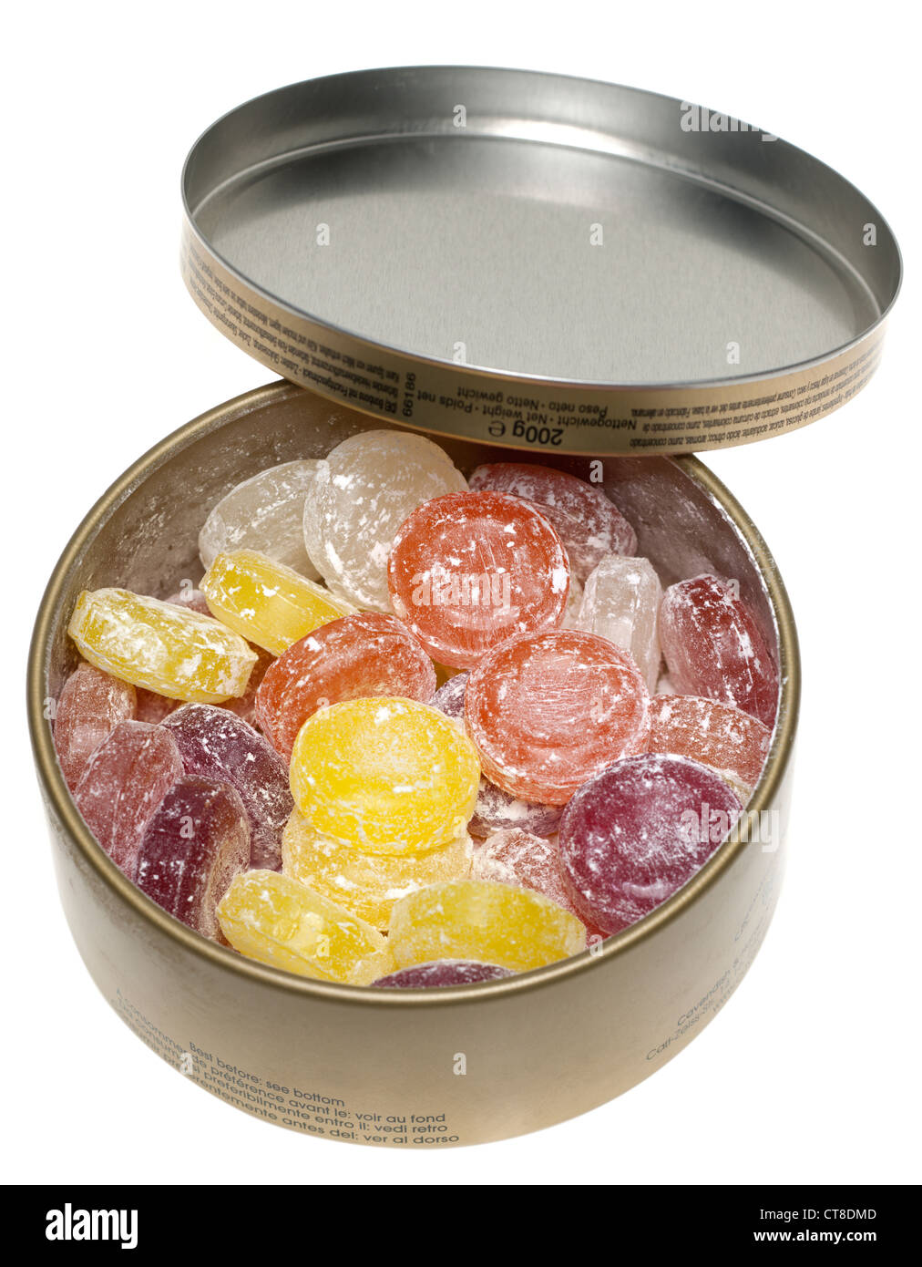 Boîte de bonbons durs aux fruits Photo Stock - Alamy