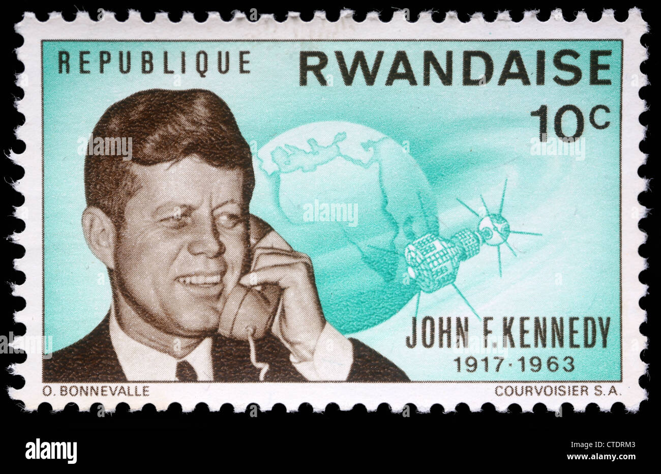 RWANDA - circa 1964 : timbre imprimé par le Rwanda, indique John ...