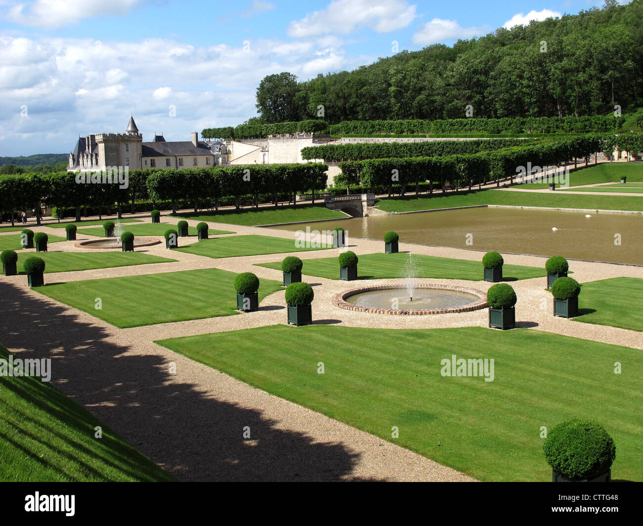 Chateau de Villandry,eau jardin de Villandry, Indre-et-Loire, Touraine ...