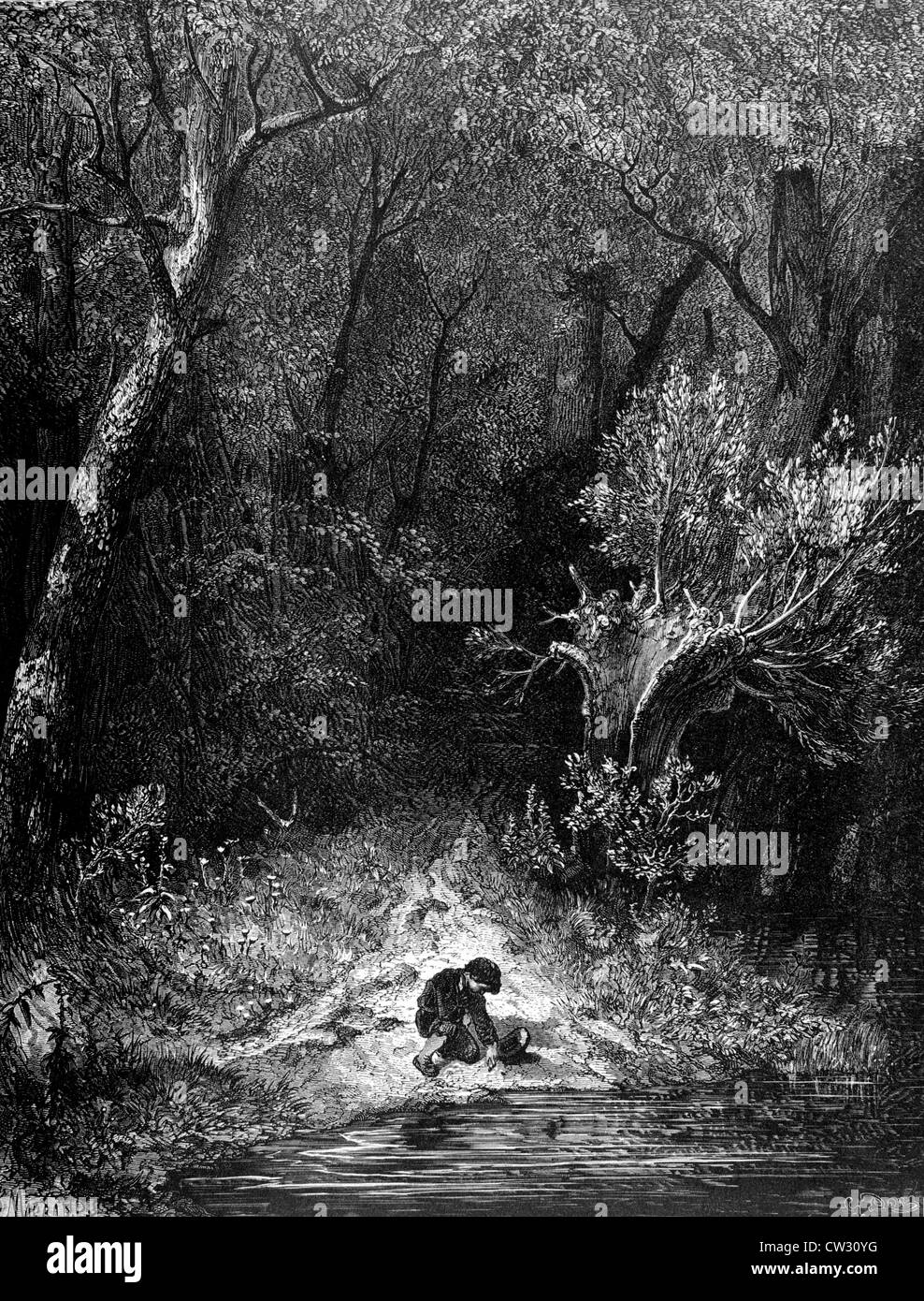 Le petit poucet illustration Banque d'images noir et blanc - Alamy