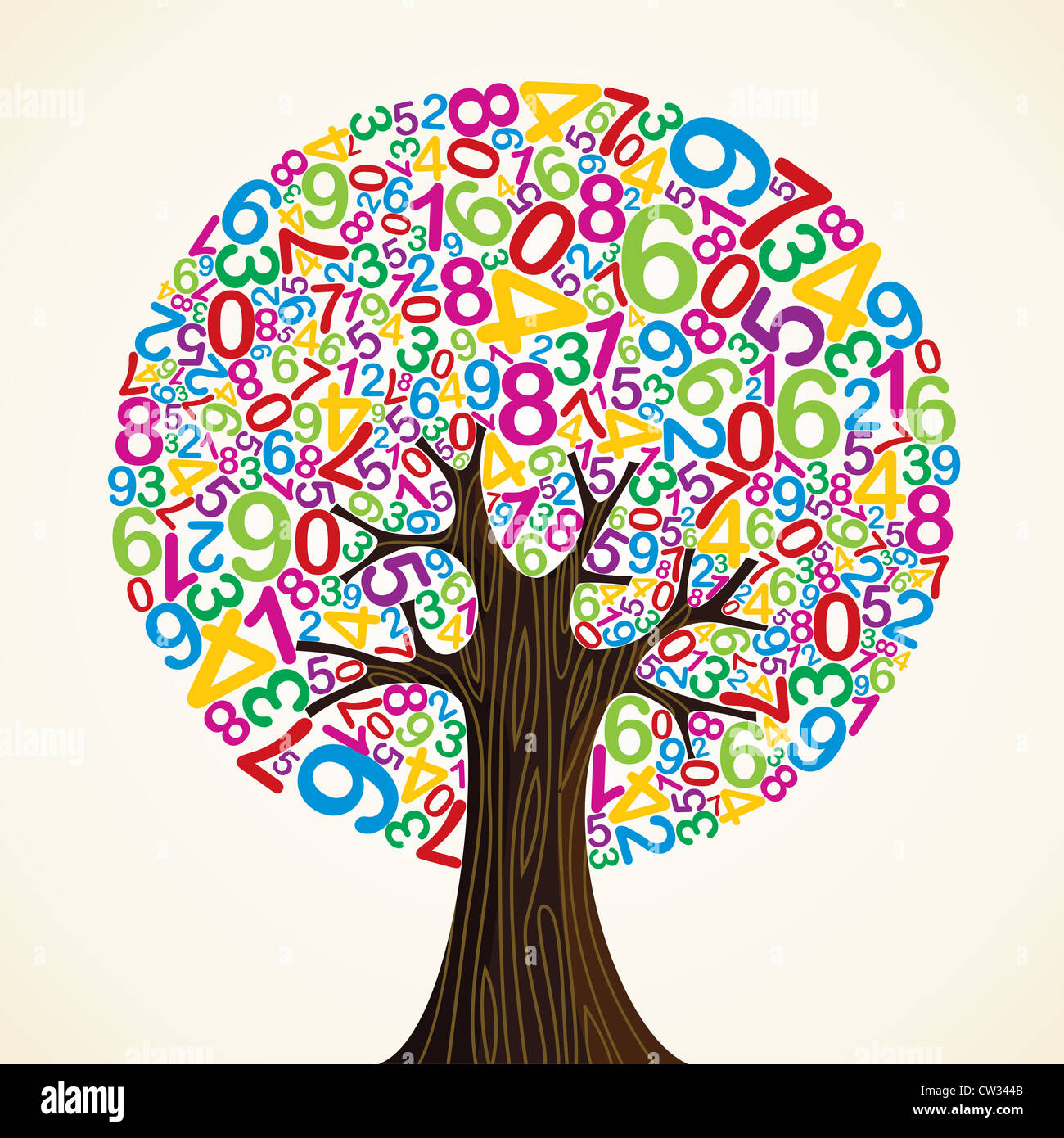 L'éducation scolaire arbre concept avec les chiffres. Couches de ...