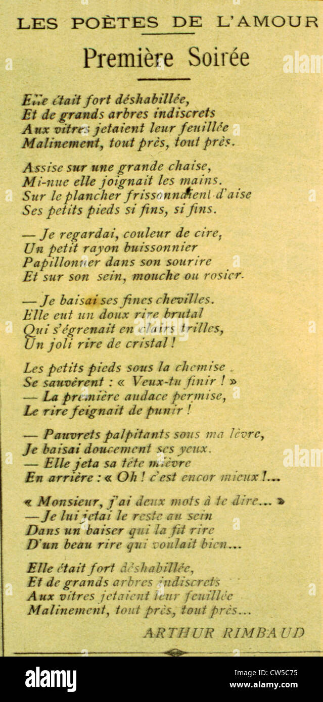 Poème : 'première' soirée d'Arthur Rimbaud Photo Stock - Alamy