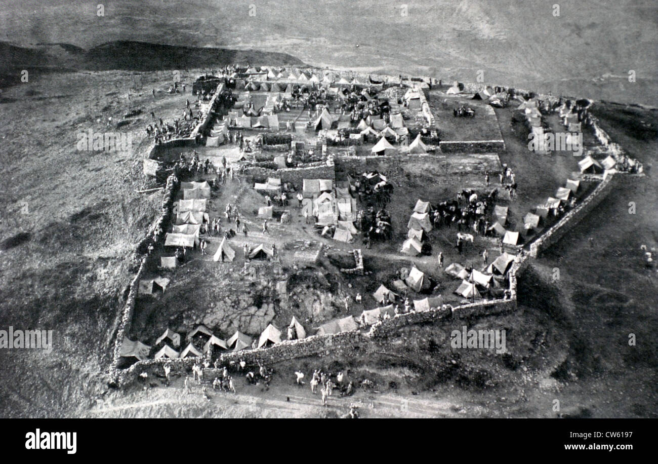 Guerre du Rif. Ancien poste de l'Amseft djebel, occupée par les troupes ...