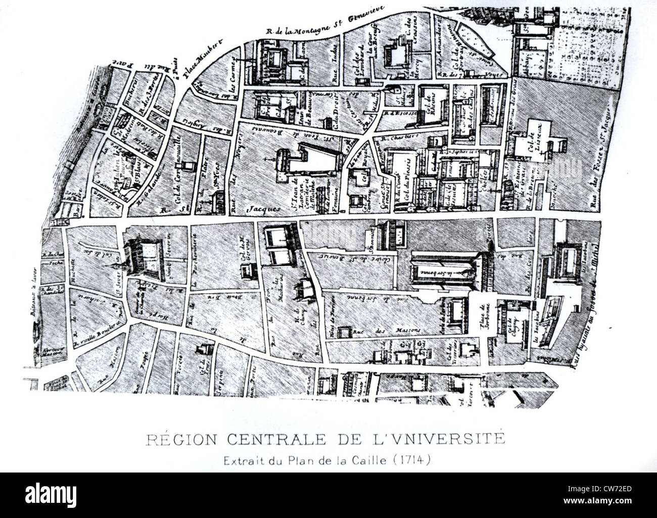 Plan de Paris, partie centrale de l'université Photo Stock - Alamy