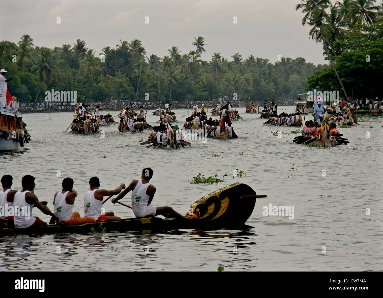 Rameurs de Nehru trophy boat race en alappuzha back waters anciennement ...
