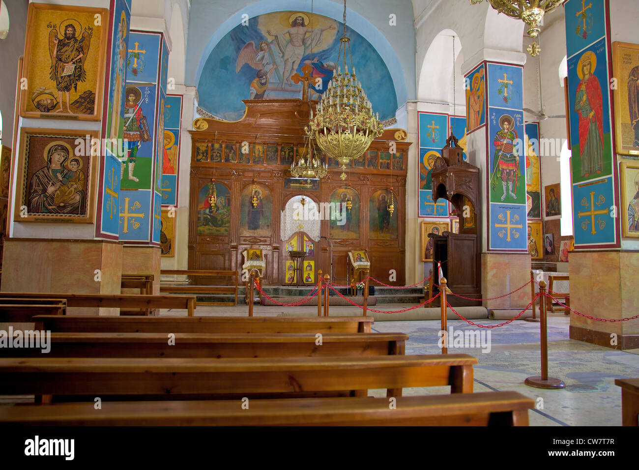 Peintures à l'église Saint Georges à Madaba, Jordanie Photo Stock - Alamy