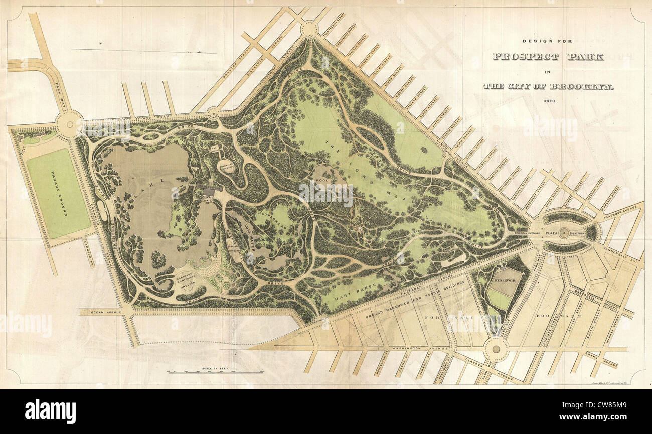 Vaux et olmstead carte du parc de la perspective Banque de ...