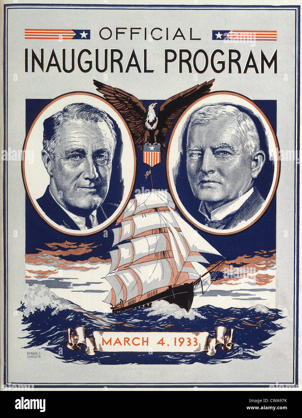 Portraits de Franklin Roosevelt (1882, 1945) et son vice-président ...