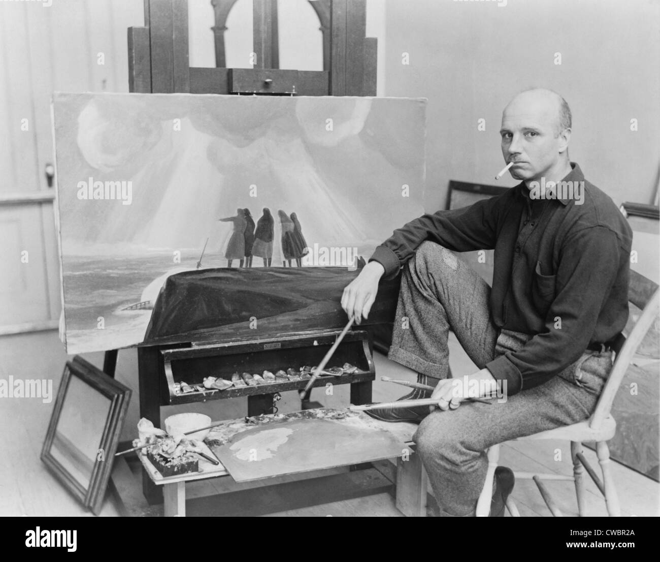 Rockwell Kent (1882-1971), peintre réaliste américain à sa peinture de ...