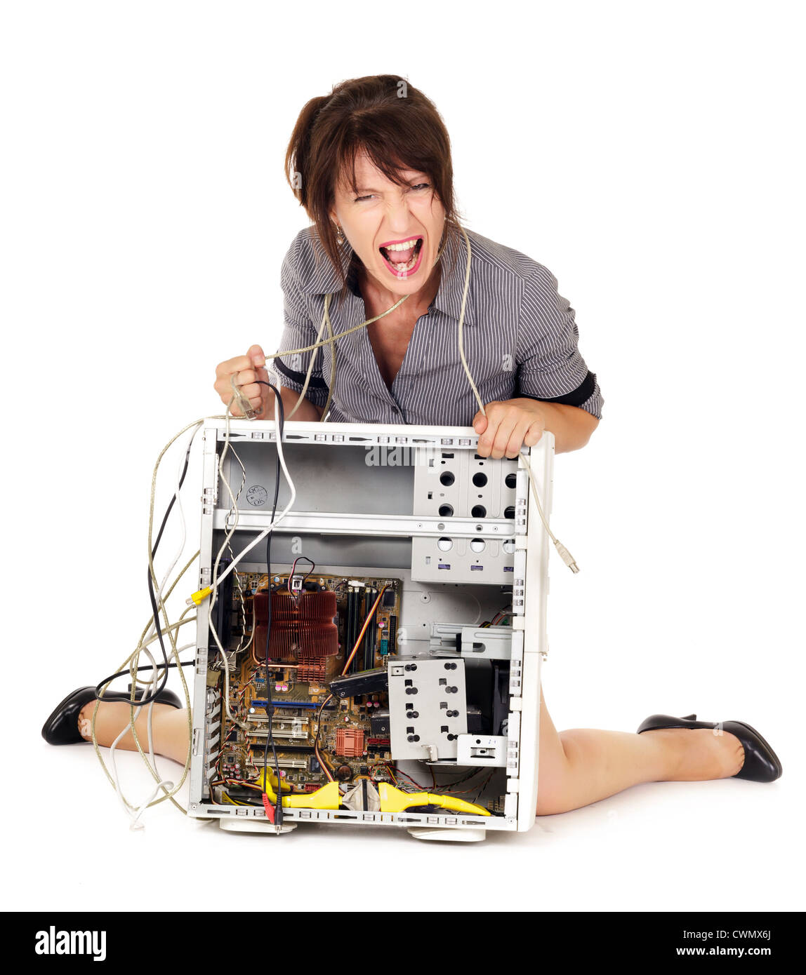 Femme sur les genoux Banque d'images détourées - Alamy