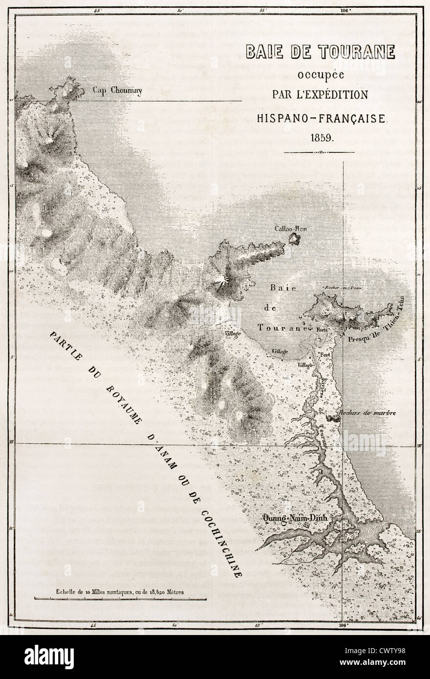 Tourane bay map Photo Stock - Alamy