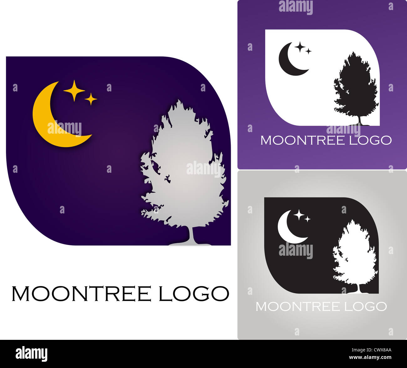 Moon tree logo de l'entreprise Photo Stock - Alamy