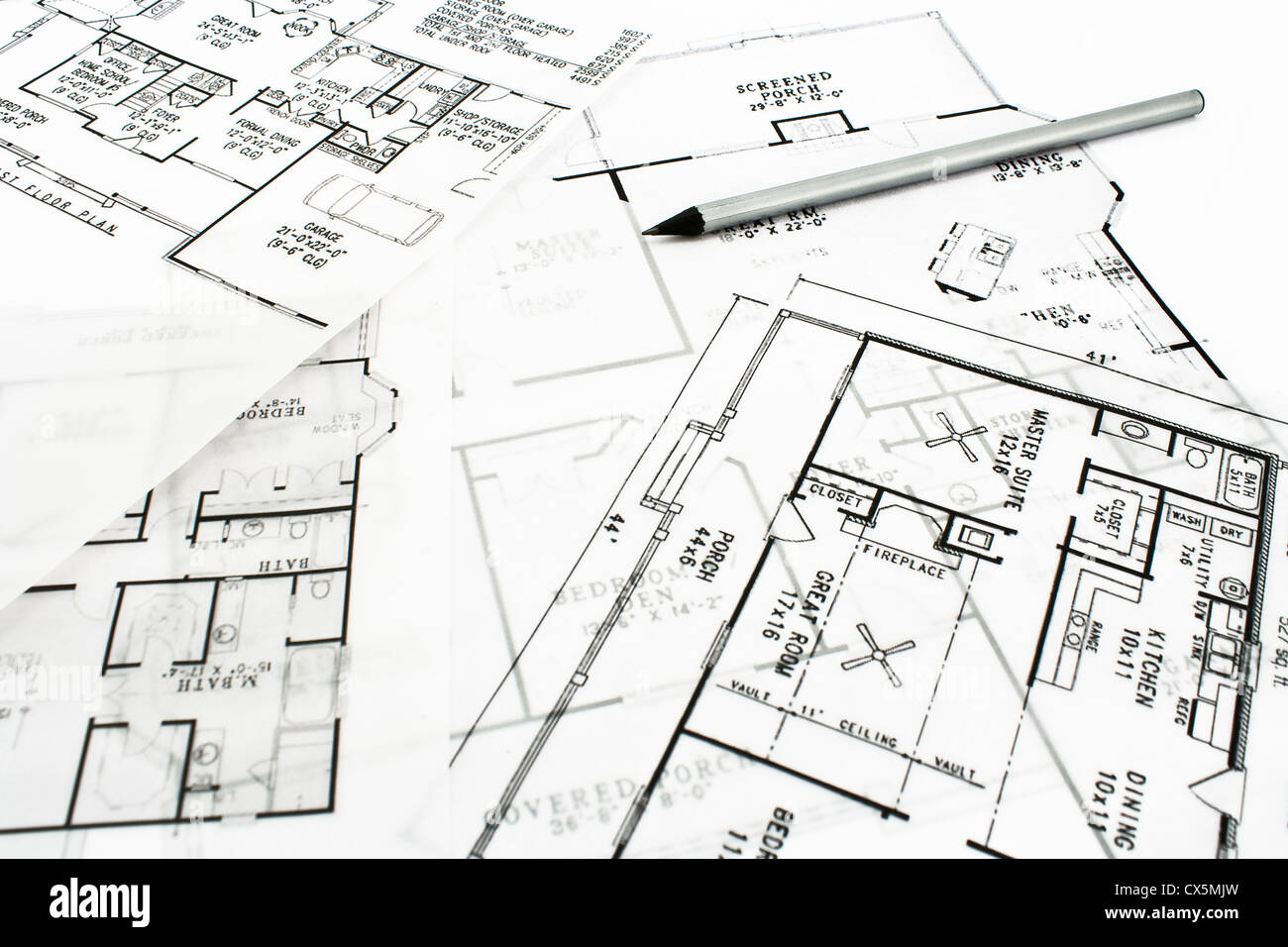 Plan de maison plans avec crayon dessin Photo Stock - Alamy