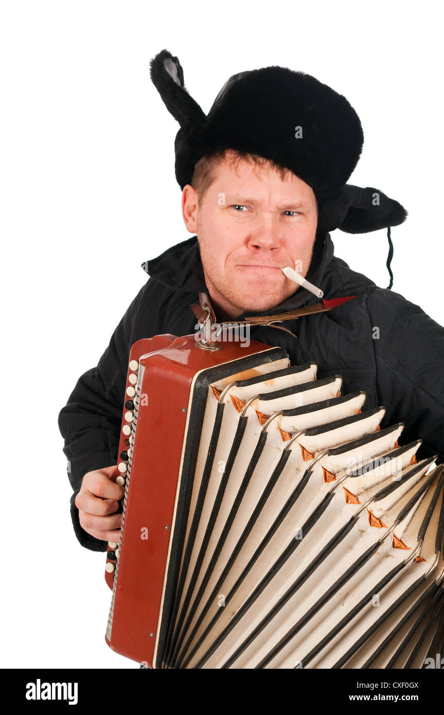 Russian man with accordion Banque de photographies et d’images à haute ...