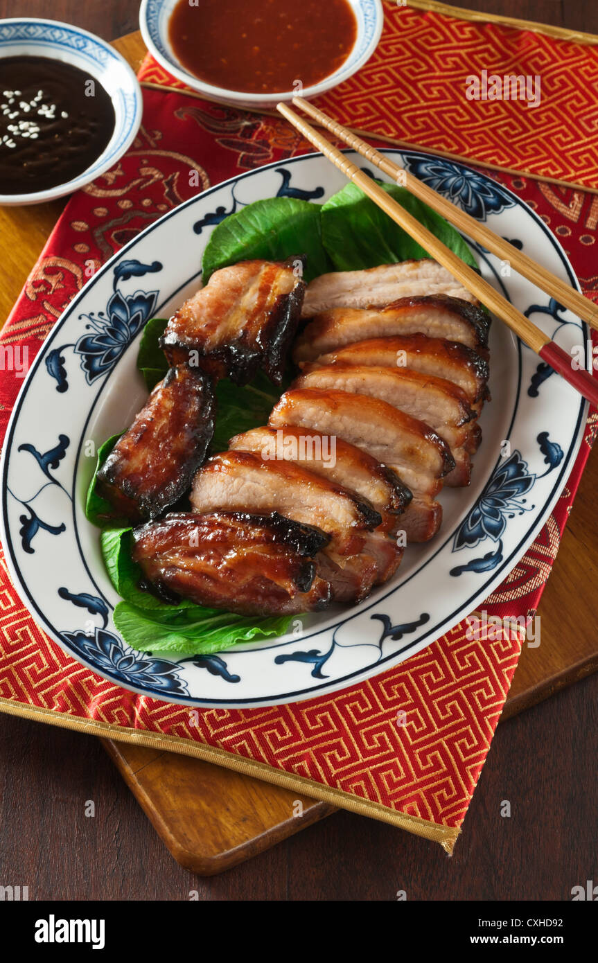 Rôti de porc char siu Chinese food Photo Stock - Alamy