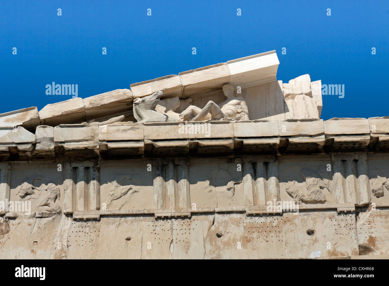 Détail de la frise du Parthénon à Athènes l'Acropole Photo Stock - Alamy
