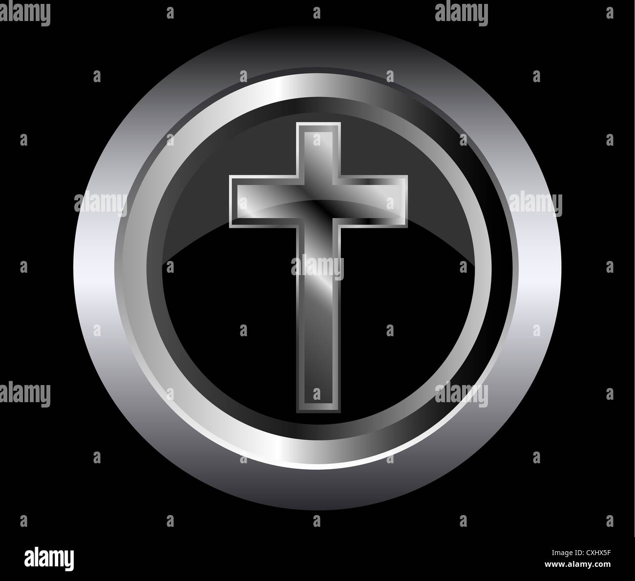 Sainte Croix symbole de la foi chrétienne sur un bouton black metal ...