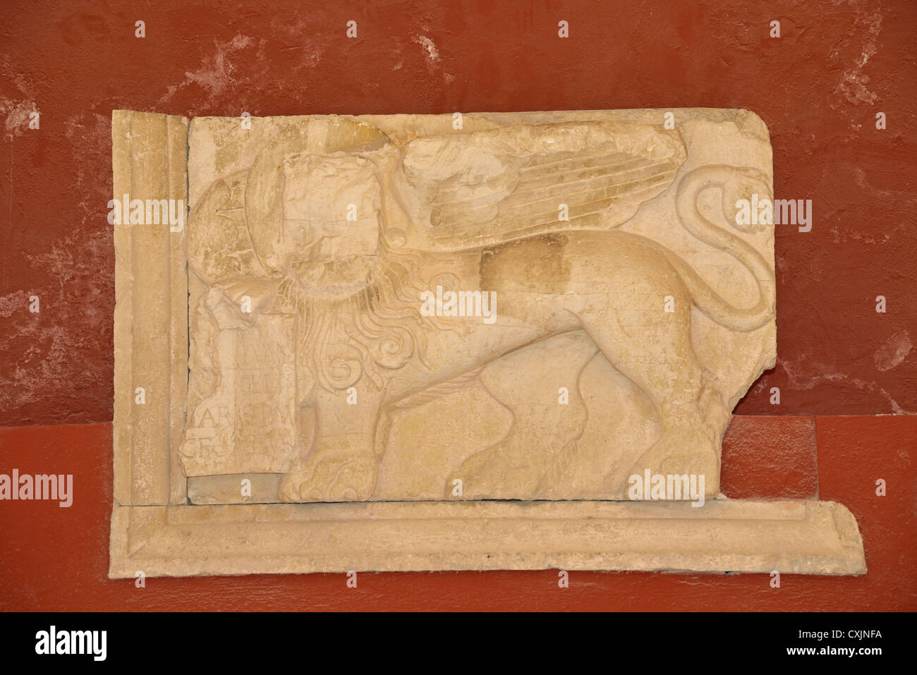 La sculpture du lion à Paleo Frourio (ancienne forteresse), vieille ...