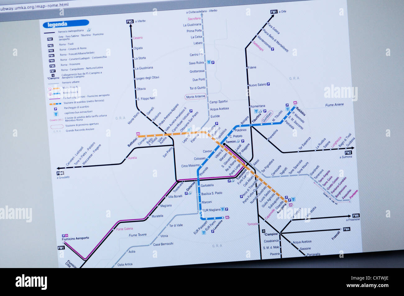 Métro de Rome - Site d'information carte du métro Photo Stock - Alamy