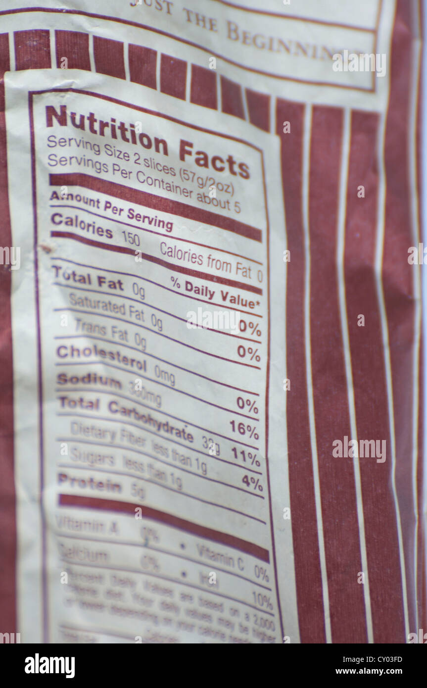 Nutrition facts label Banque de photographies et d’images à haute ...