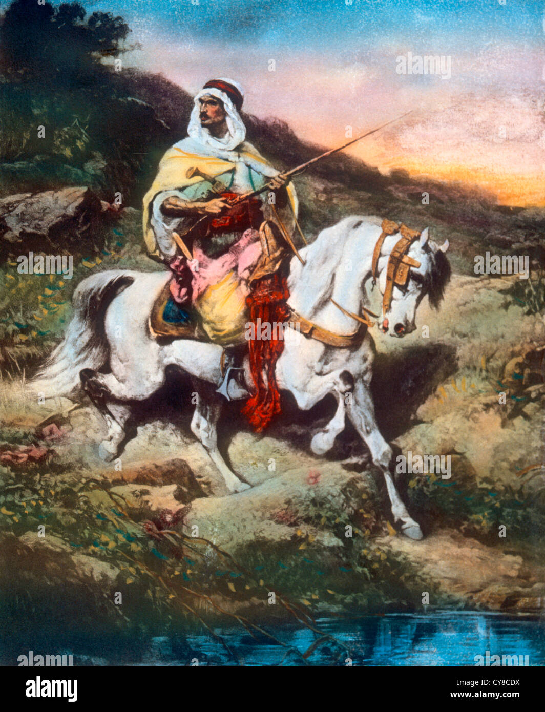 Arabian man horse painting Banque de photographies et d’images à haute ...