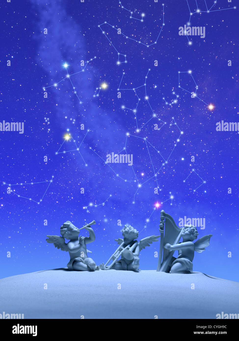 Trois anges et les constellations Photo Stock - Alamy