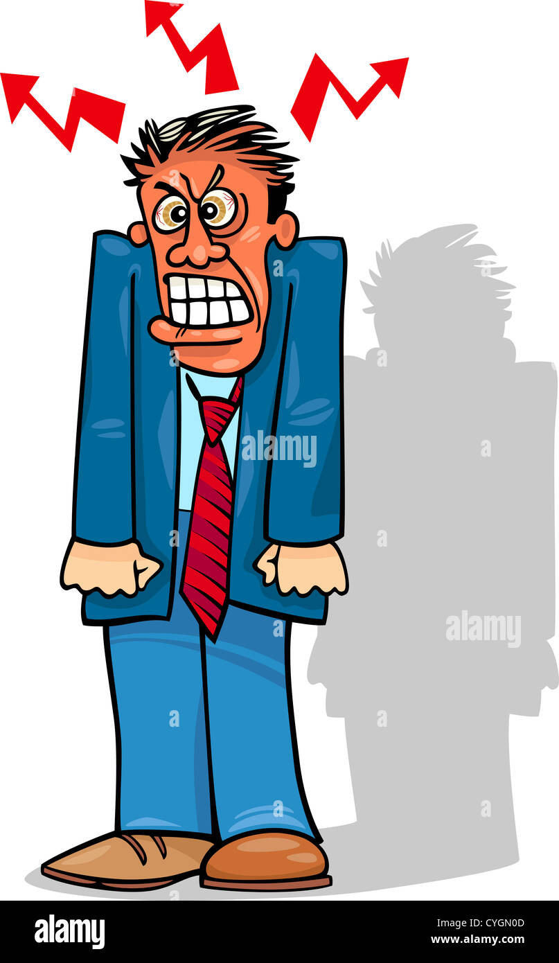 Cartoon Illustration of Angry Man in suit ou Businessman Photo Stock ...