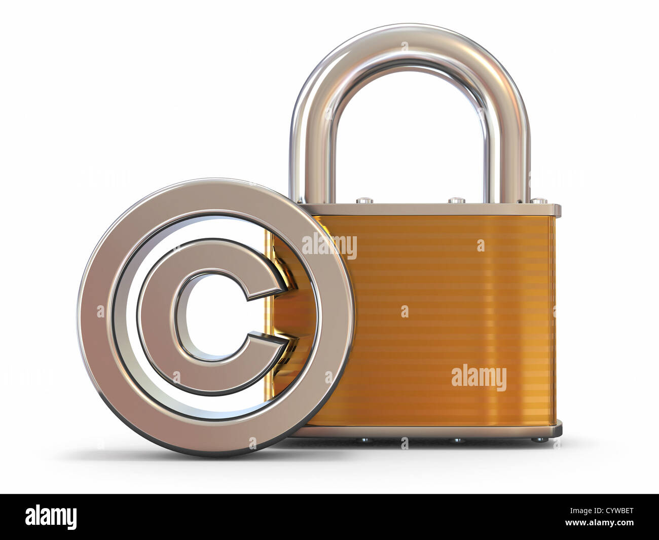 Signe de copyright avec cadenas sur fond blanc. 3d Photo Stock - Alamy