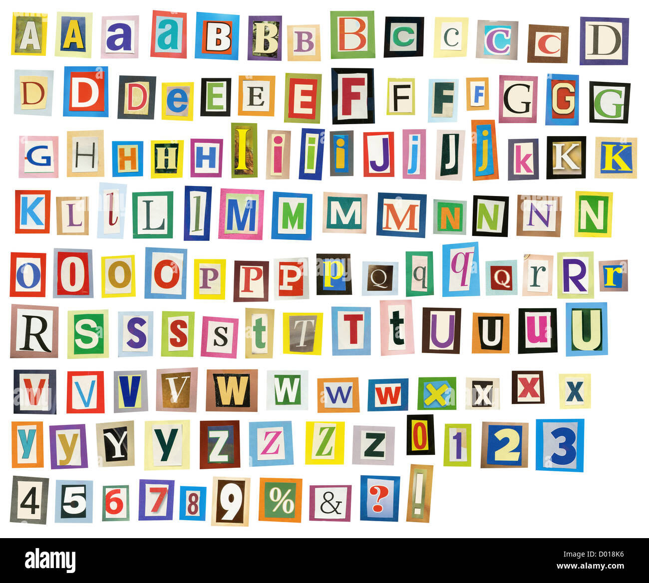 Journal, magazine alphabet avec des lettres, des chiffres Photo Stock ...
