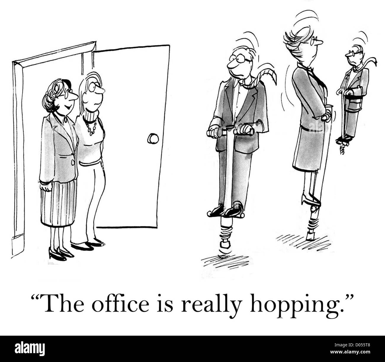 Au bureau cartoon Banque d'images noir et blanc - Alamy